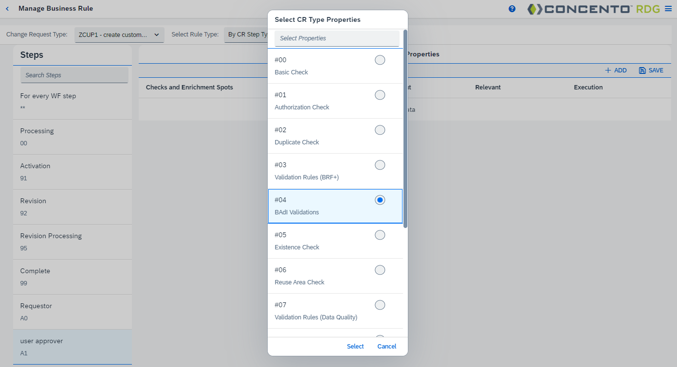 Business Rules by Change Request Step Type (Configure Properties of ...