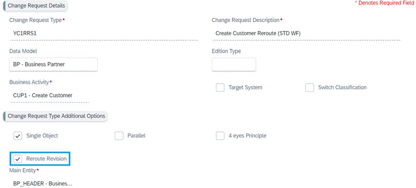 Reroute Change Request – Software Support