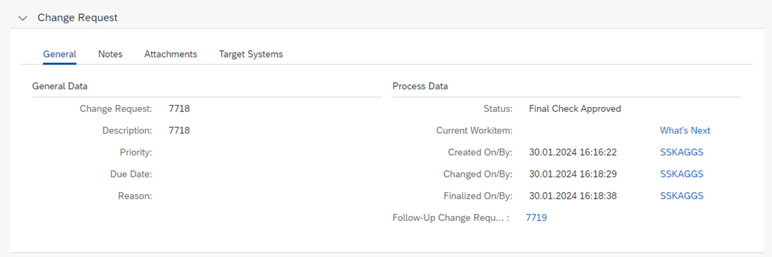 Follow Up Change Request – Software Support