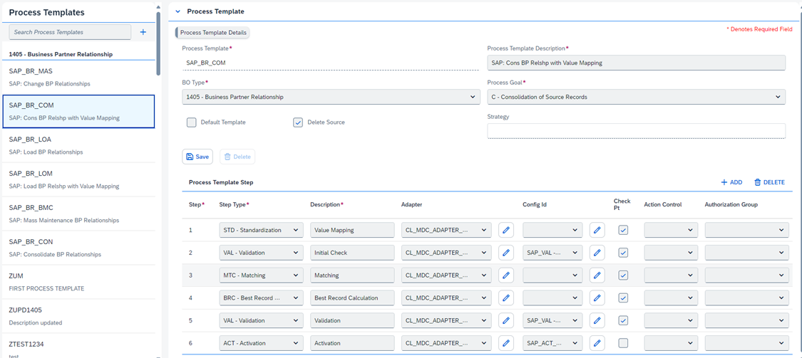 Master Data Consolidation (Process Templates) – Software Support