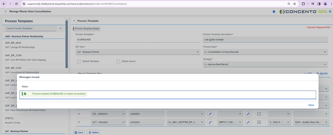 Master Data Consolidation (Process Templates) – Software Support